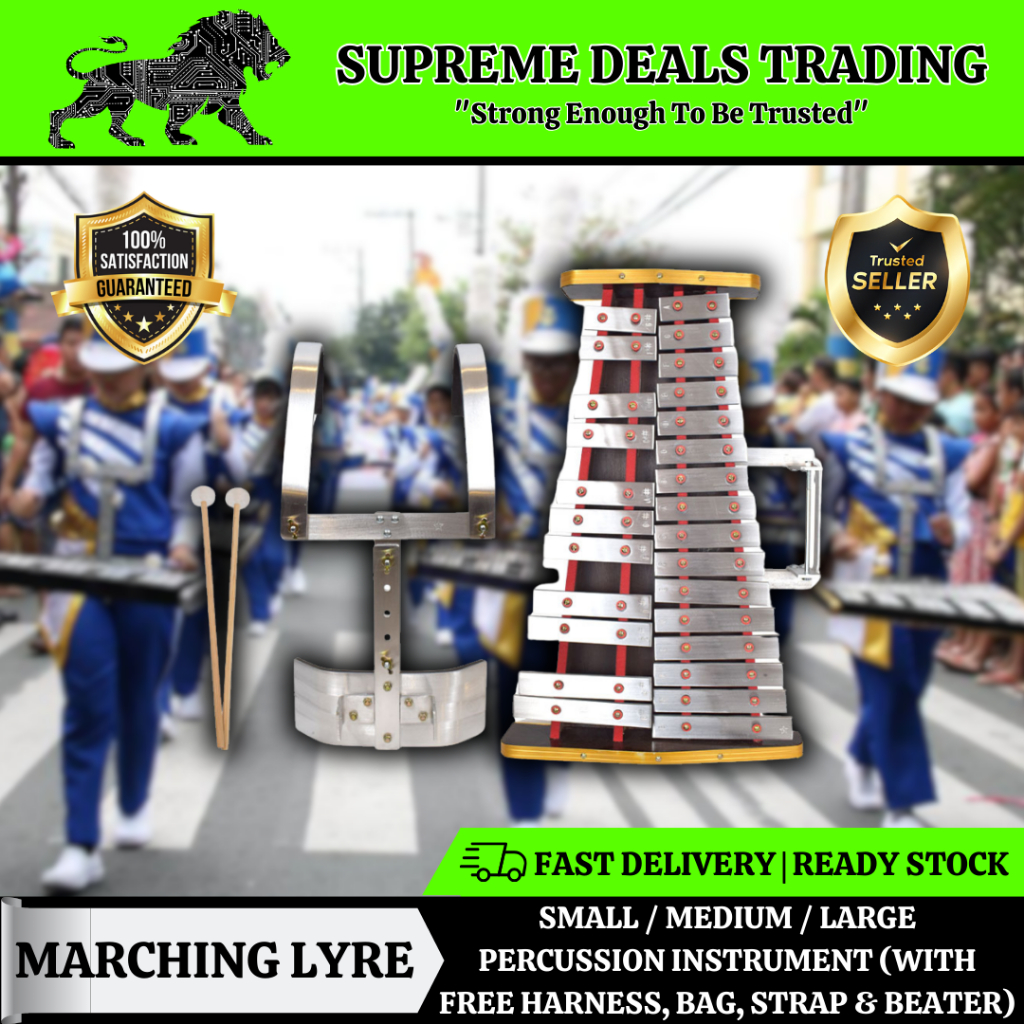 HIGH QUALITY MARCHING LYRE SMALL, MED., LARGE COMPLETE SET WITH HARNESS ...