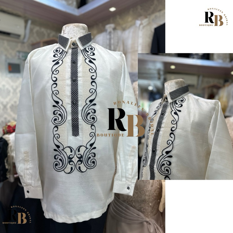 Barong Tagalog for Men Black/White | Oath Taking | High Quality ...