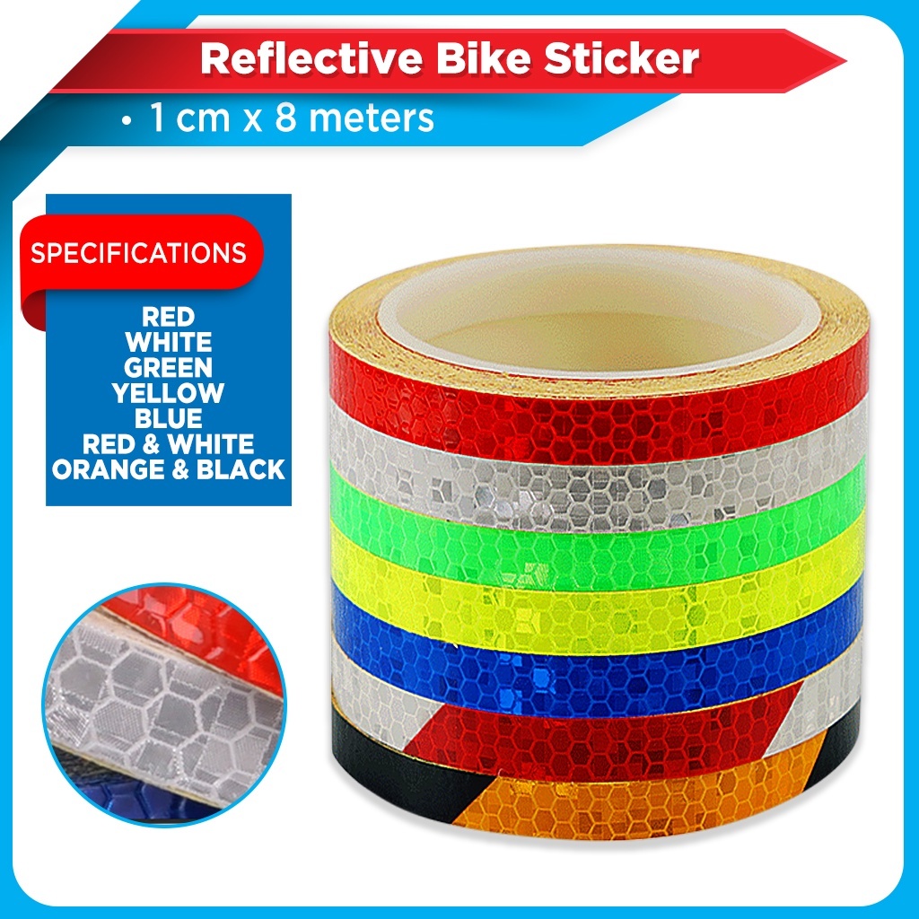 Bicycle PVC Reflective Bike Stickers Cars Safety Warning Durable (1cm x ...