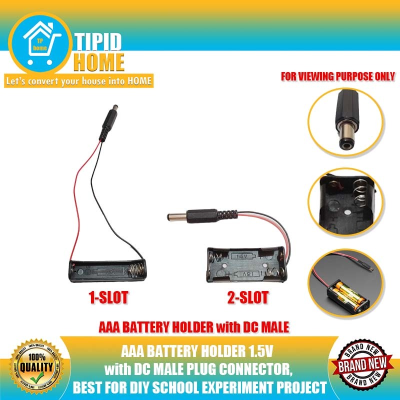 TIPID HOME AAA BATTERY HOLDER 1.5V with DC MALE PLUG CONNECTOR, BEST ...