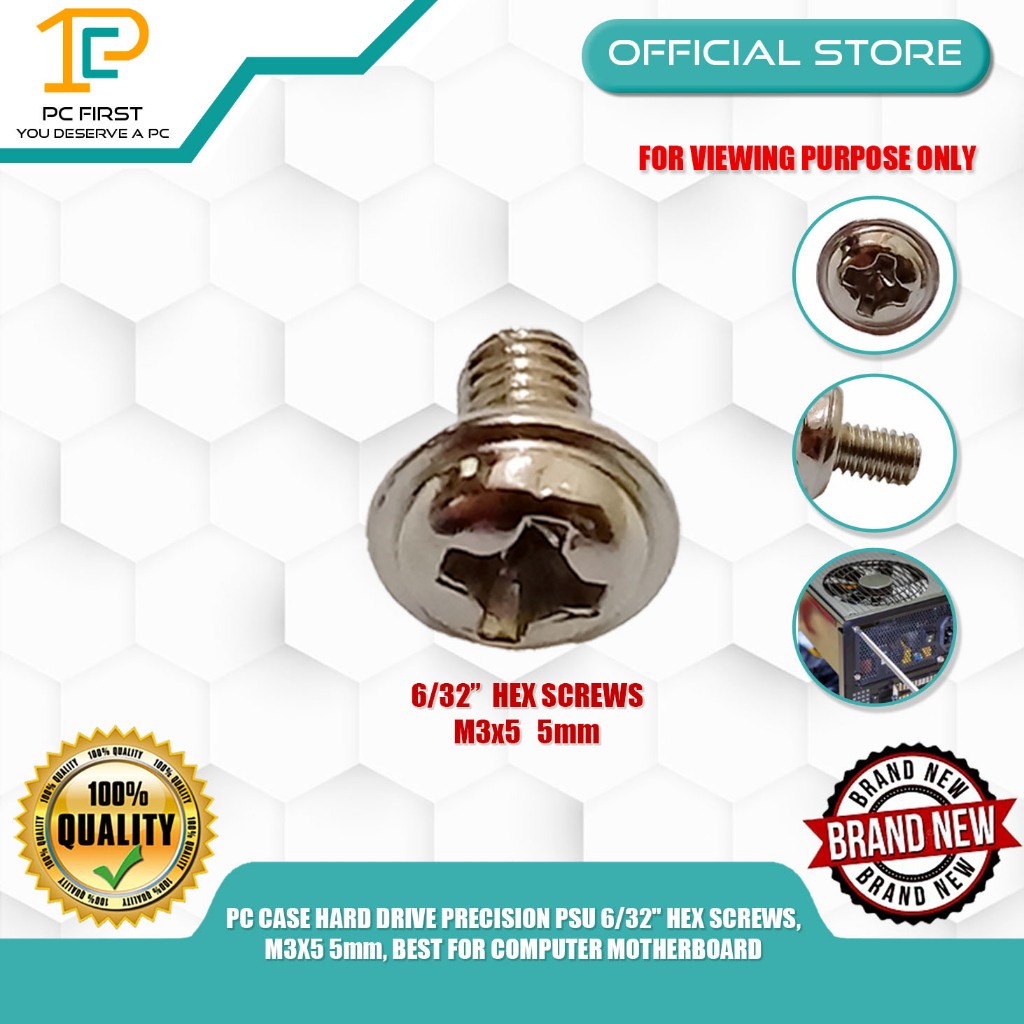 PC FIRST PC CASE HARD DRIVE PRECISION PSU 6/32" HEX SCREWS, M3X5 5mm ...