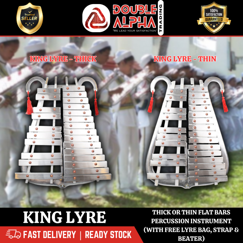 HIGH QUALITY KING LYRE THIN FLAT BARS COMPLETE SET WITH BAG, STRAP AND ...