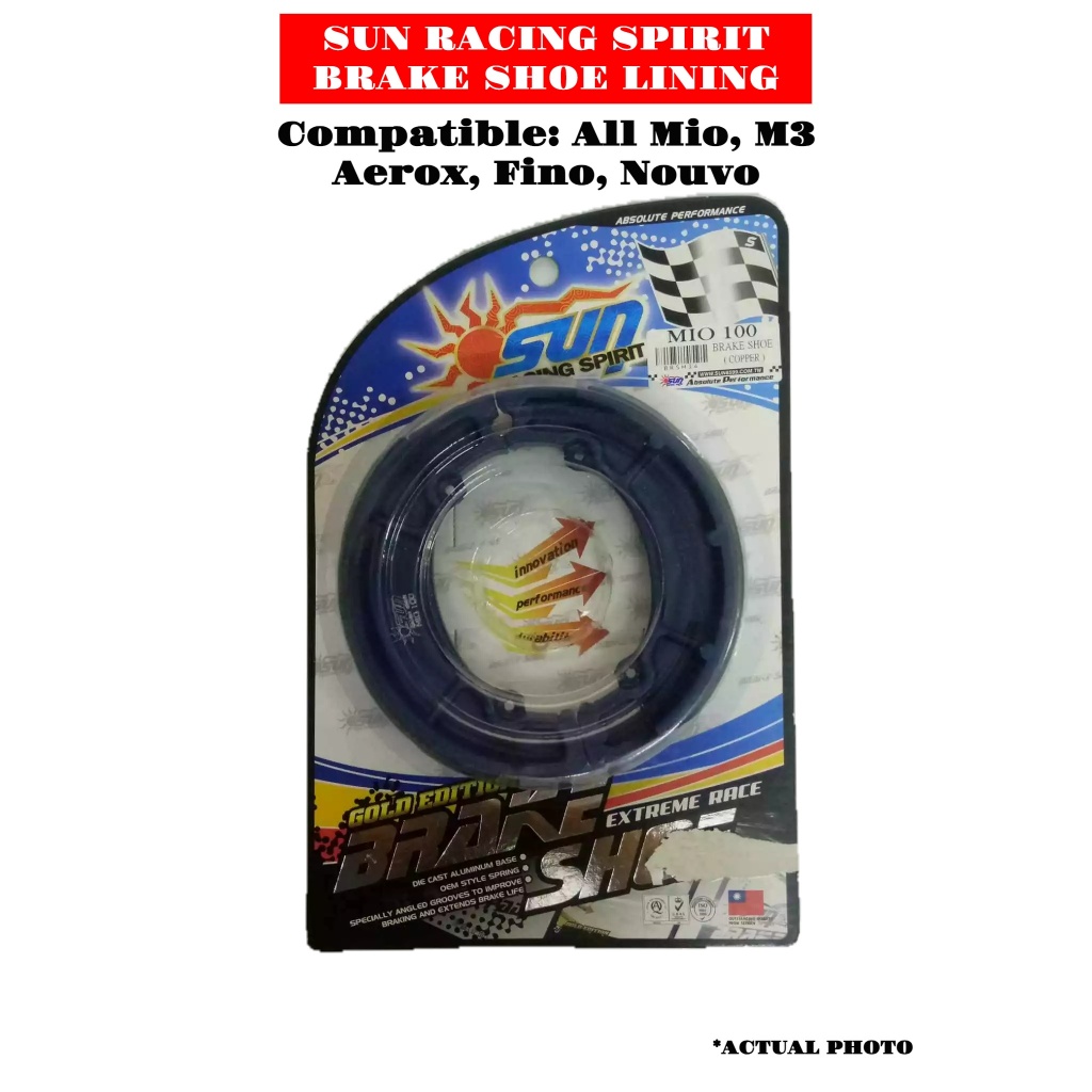 Sun Racing Spirit Brake Shoe Lining Compatible: Yamaha All Mio, M3 ...