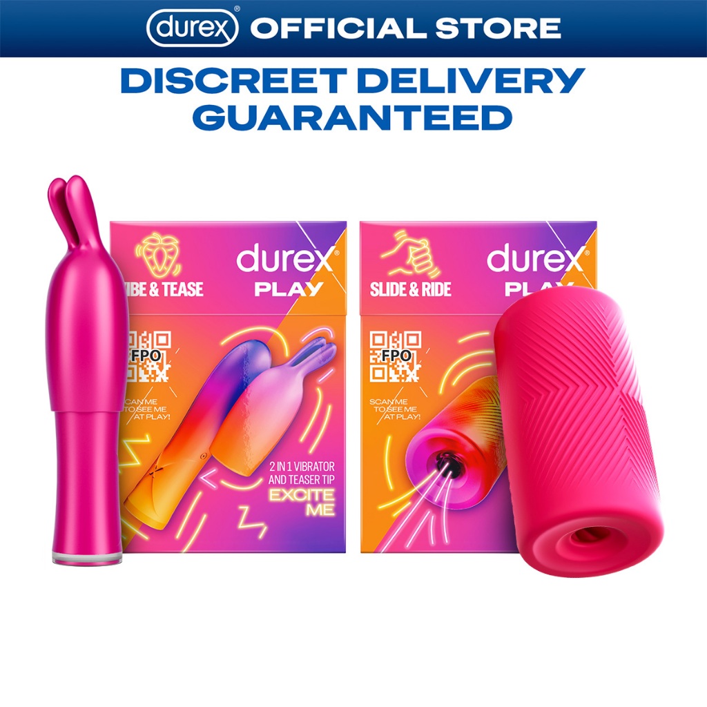 Durex Play Vibe & Tease Masturbation Sleeve + Durex Vibe & Tease 2-in-1 Vibrator & Teaser Tip ...