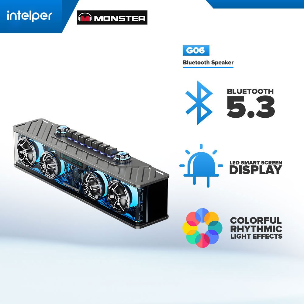 Intelper Monster G06 Wireless Speaker BT5.3 RGB Light LED Display 4 ...
