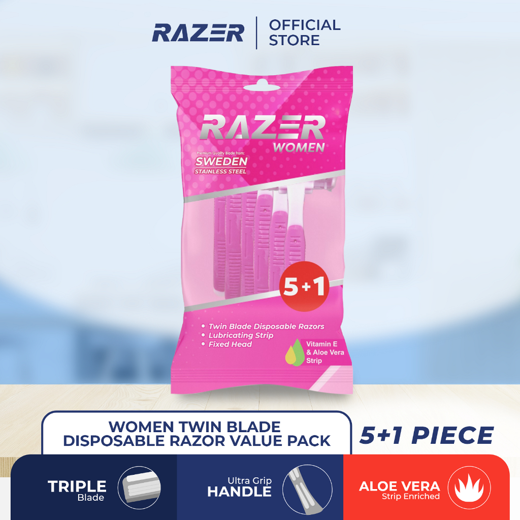 Razer Women Twin Blade Disposable Razor Value Pack 5+1 | Shopee Philippines