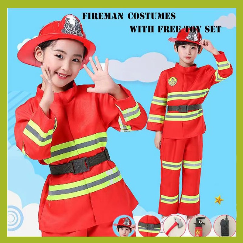Halloween Firefighter Cosplay Costume for Kids Boys Girls Adult ...