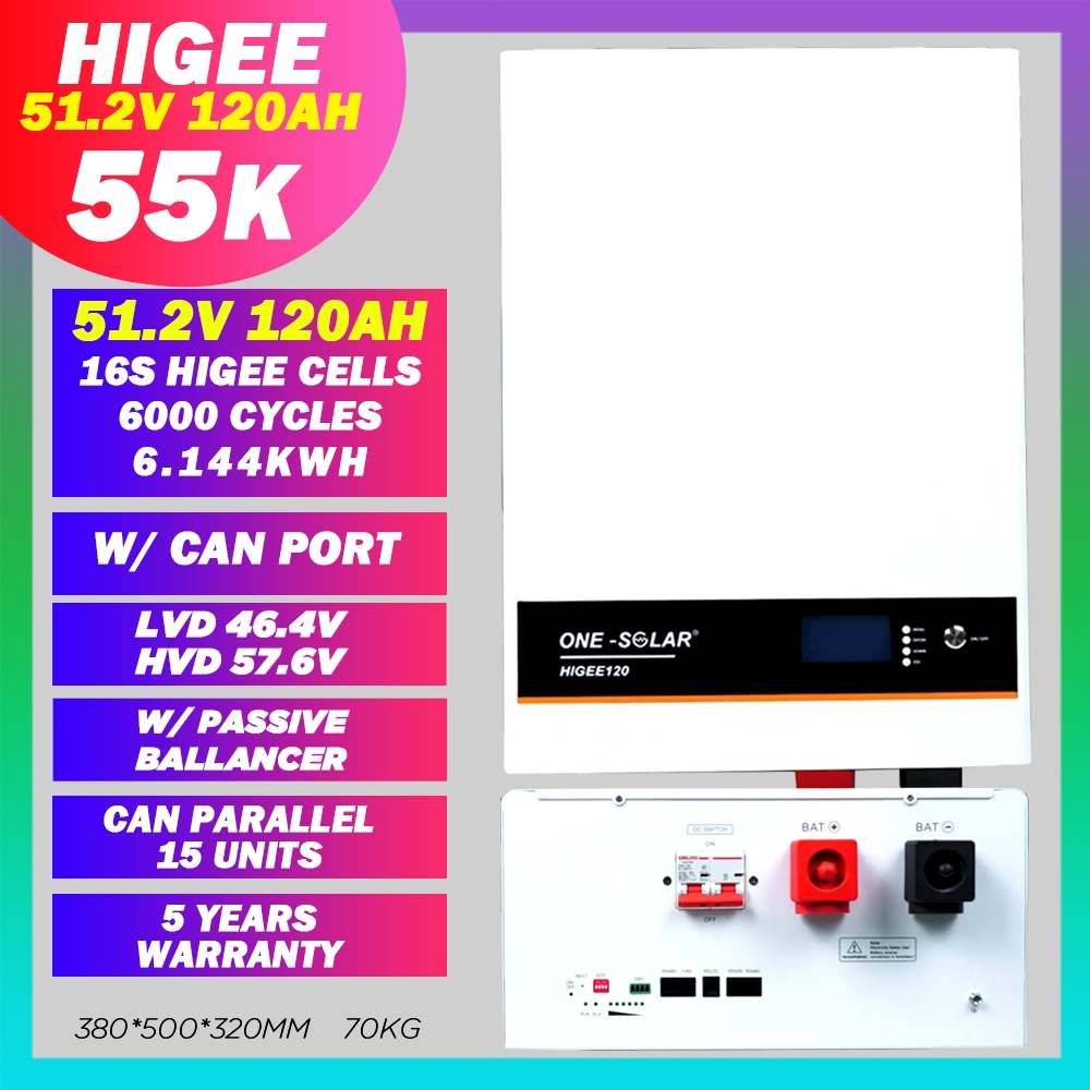 Higee Lifepo4 Power Wall 48V120AH 51.2V120AH 16S Lifepo4 Battery Pack ...