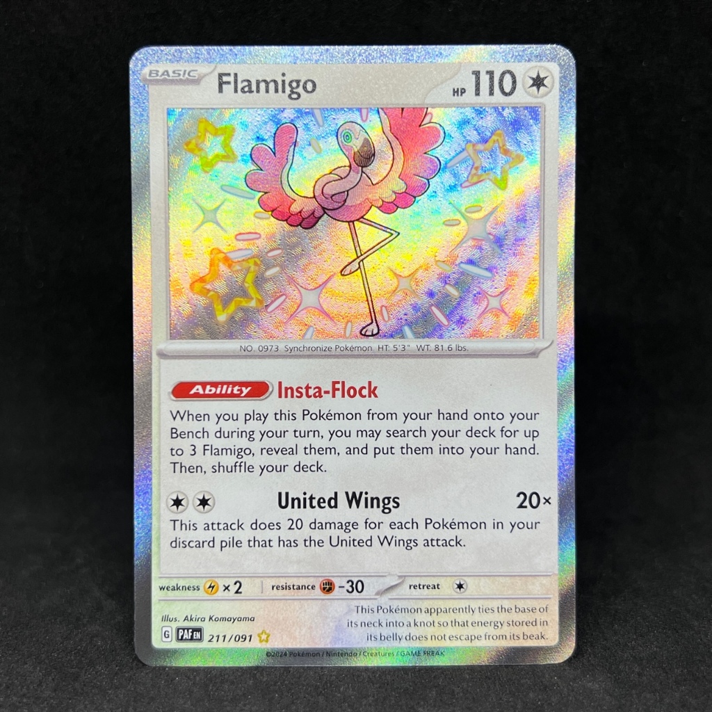 Pokemon TCG Shiny Flamigo Holo Rare 211/091 2024 Scarlet & Violet ...