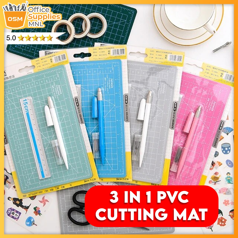 3 in 1 PVC Cutting Mat Tool Set with Precision Knife (12 Extra Blades ...