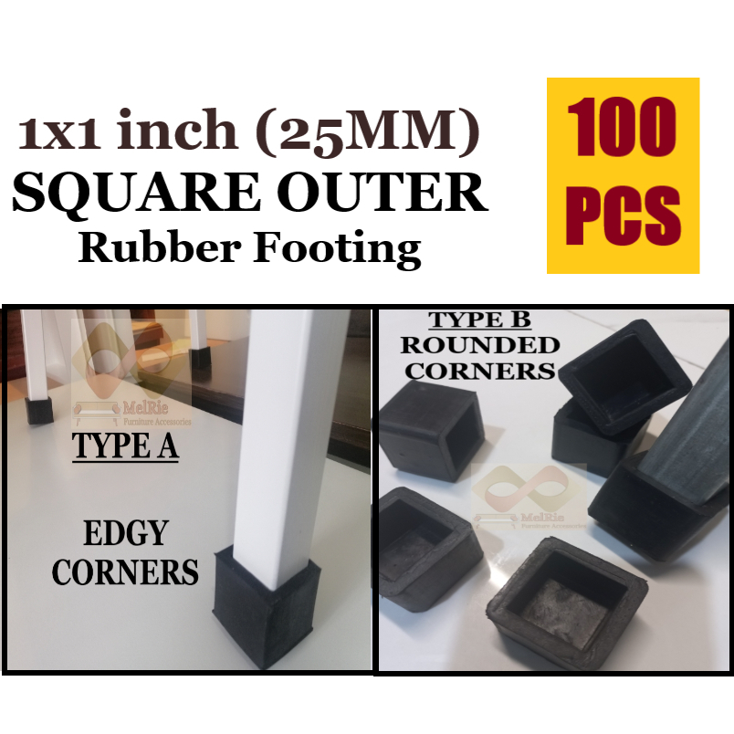 100PCS (WHOLESALE) 1x1 inch (25MM) SQUARE OUTER HEAVY DUTY Tubular ...