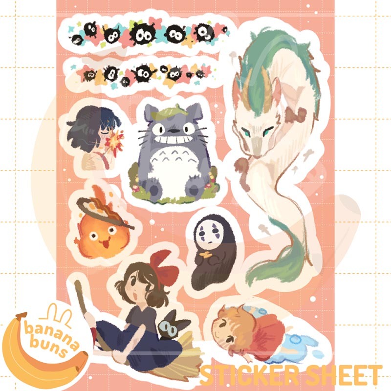 Studio Ghibli A5 Sticker Sheet / Totoro / Spirited Away / Howl's Moving ...