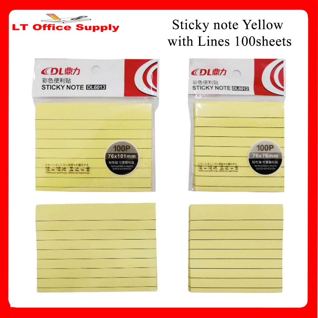 1 Pad Sticky notes yellow with lines 100sheets/pad | Shopee Philippines