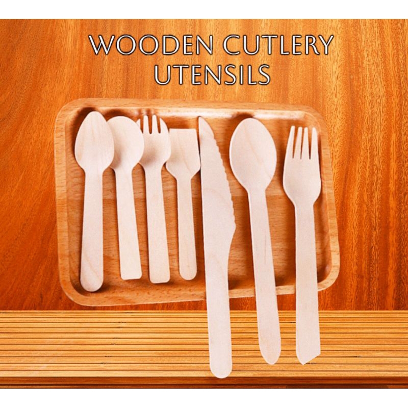 Wooden Cutlery Utensils SPOON, FORK, SPORK (Strong and Sturdy ...
