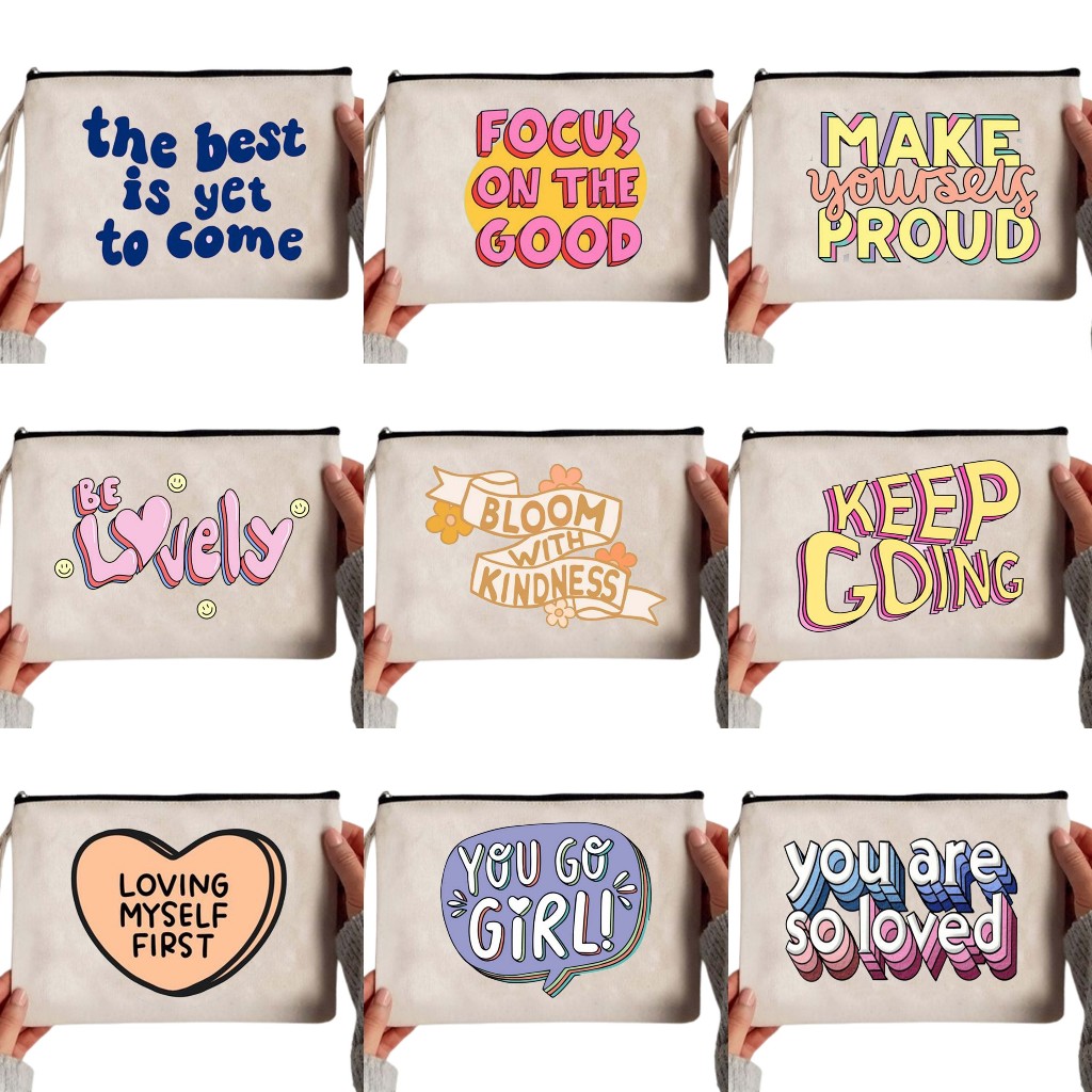 POUCH W/ HANDLE 8x6 MOTIVATIONAL QUOTES DESIGN | Shopee Philippines