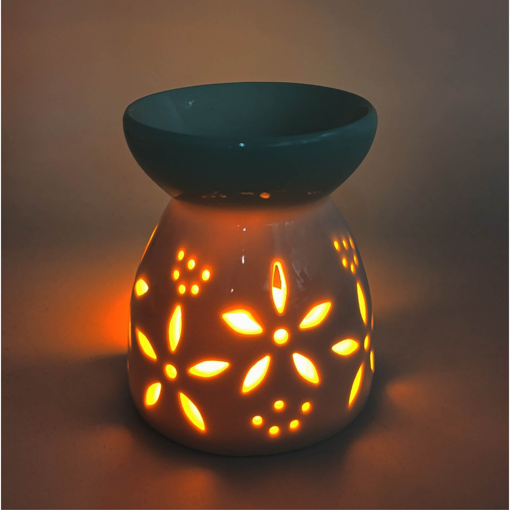Fea Store Patterned Mini Flower Ceramic Candle Burner Wax Melt Warmer ...