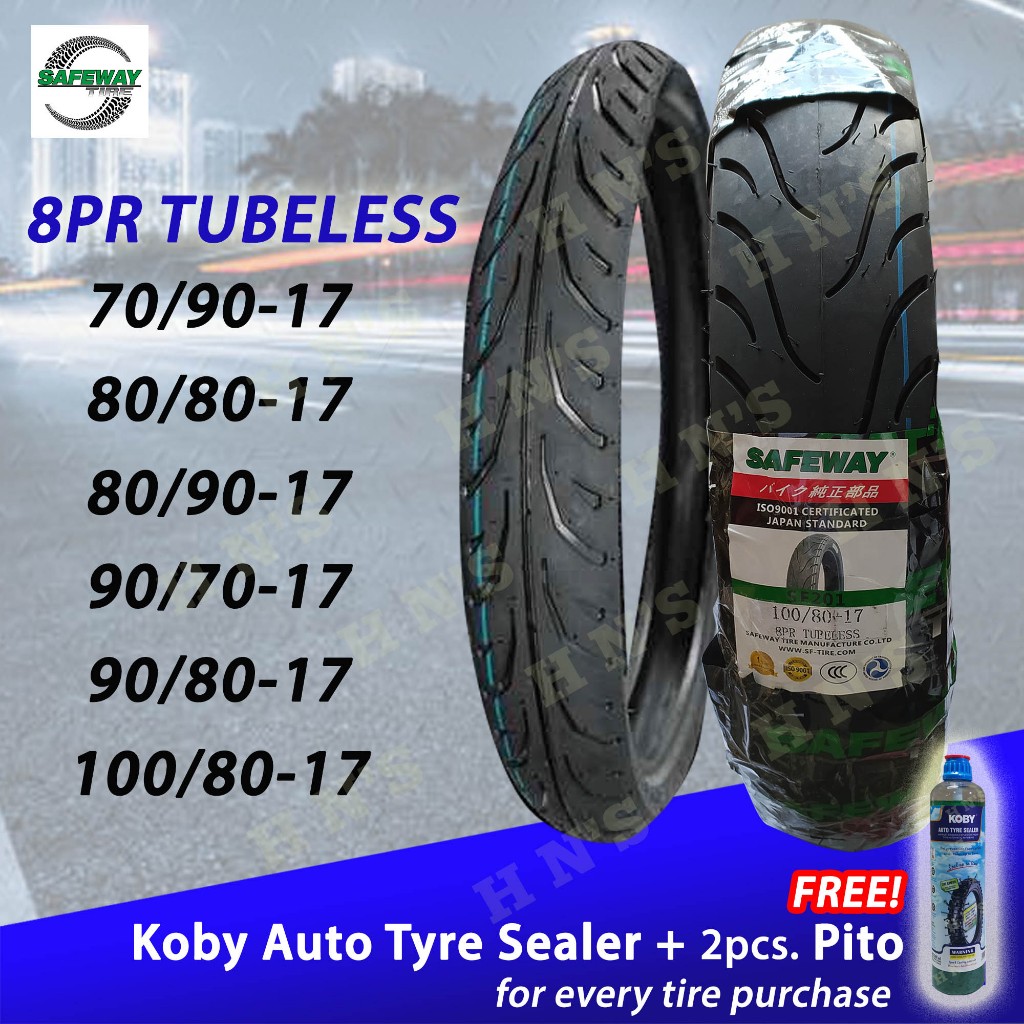 SAFEWAY Tubeless Tires R17 ( 70/90-17 , 80/80-17 , 80/90-17 , 90/70-17 , 100/80-17 ) RIM 17 ...