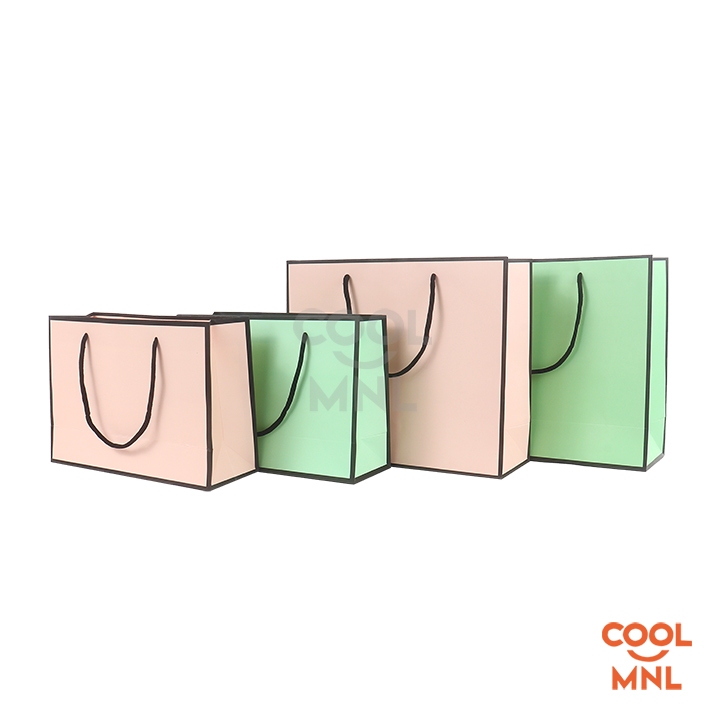 Pastel Colored Paper Bag W/ Black Border Thick Paper Gift Plain Rope ...