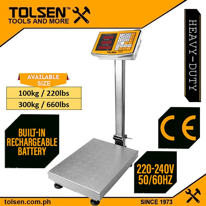 Tolsen Electronic Digital Platform Weighing Scale w/ Built in Battery ...