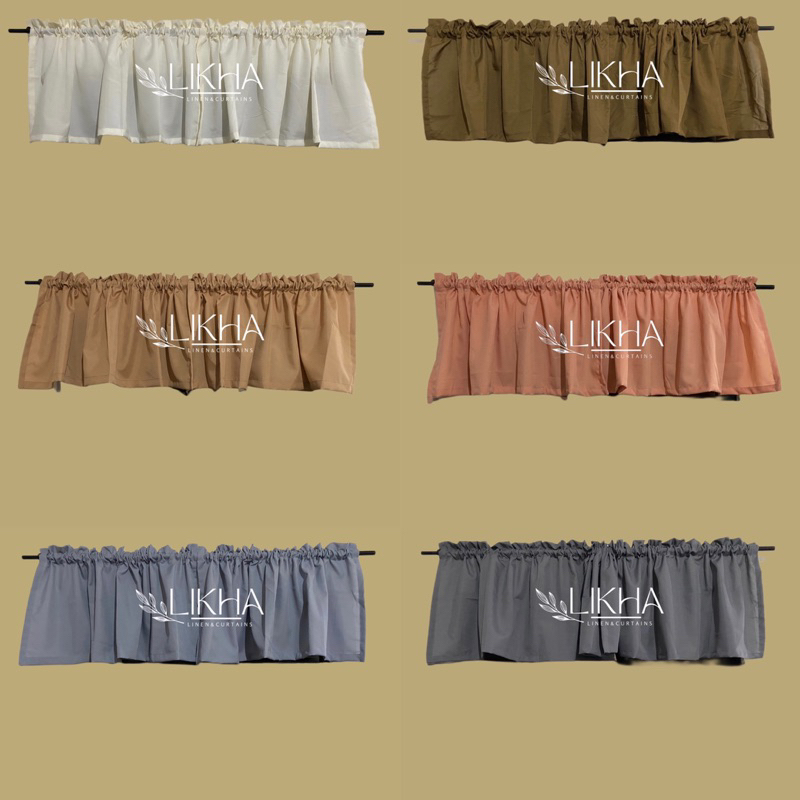 LIKHA - Non-ring Plain Valance/Valancer | Small Window Kitchen Curtain ...