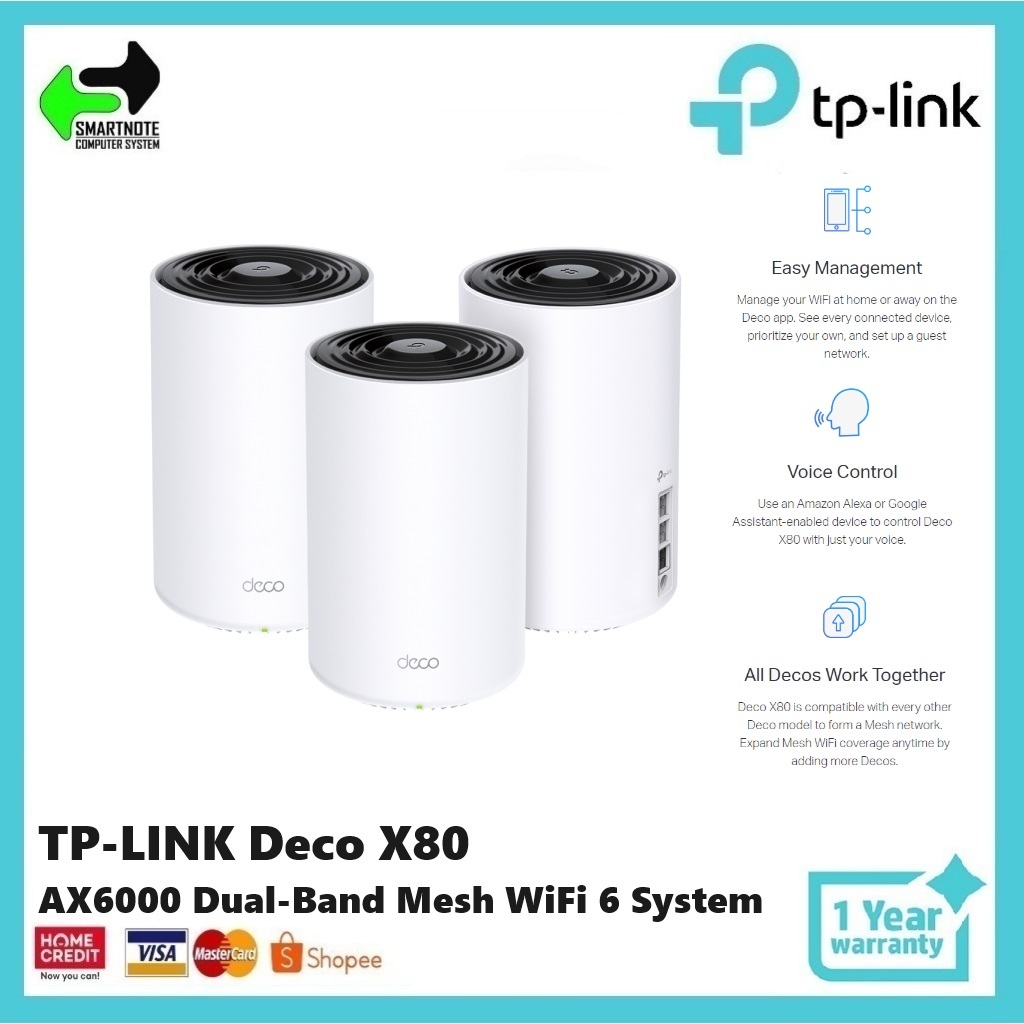 TP-Link Deco X80 AX6000 Dual-Band Whole Home AI Mesh WiFi 6 Gigabit Router | Shopee Philippines