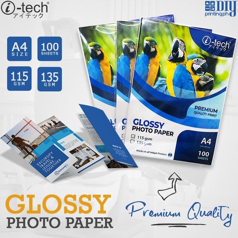 i-Tech Photo Paper A4 100 sheets 115gsm Glossy advertising materials ...