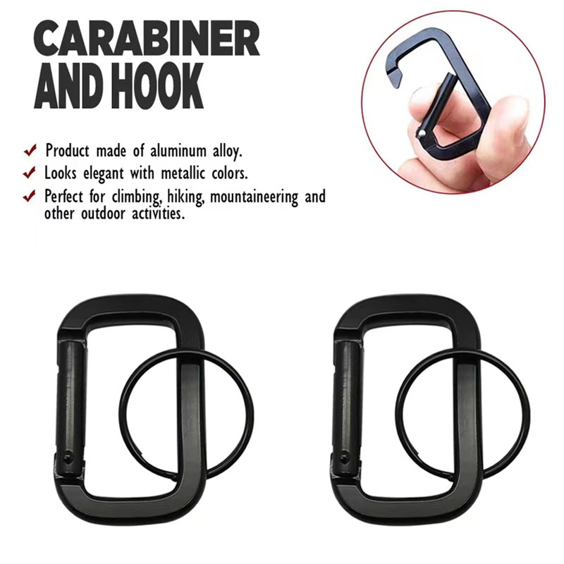 Square-Ring Buckles Spring Carabiners Snap Hooks Clip Keychains Outdoor ...