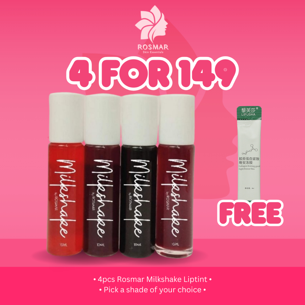 [4 FOR 149] ROSMAR Milkshake Lip Tint 10ml | 4 Items | Long-lasting High Pigmented Lip tint ...