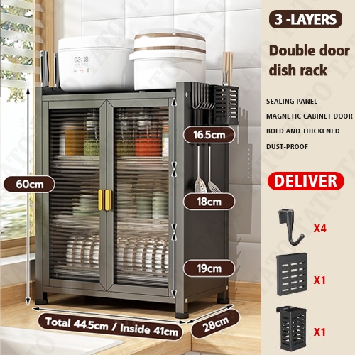 2/3-Tier Dish Rack Cabinet Organizer Dish Cabinet Countertop Storage ...