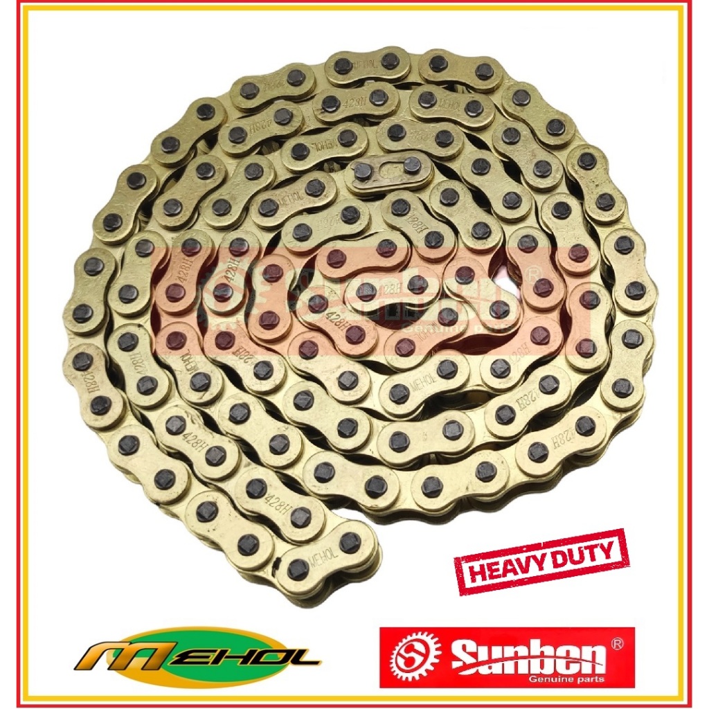 1 PC UNIVERSAL MEHOL GOLD CHAIN FOR MOTORCYCLE 428H-110L/ 120L/ 130L ...