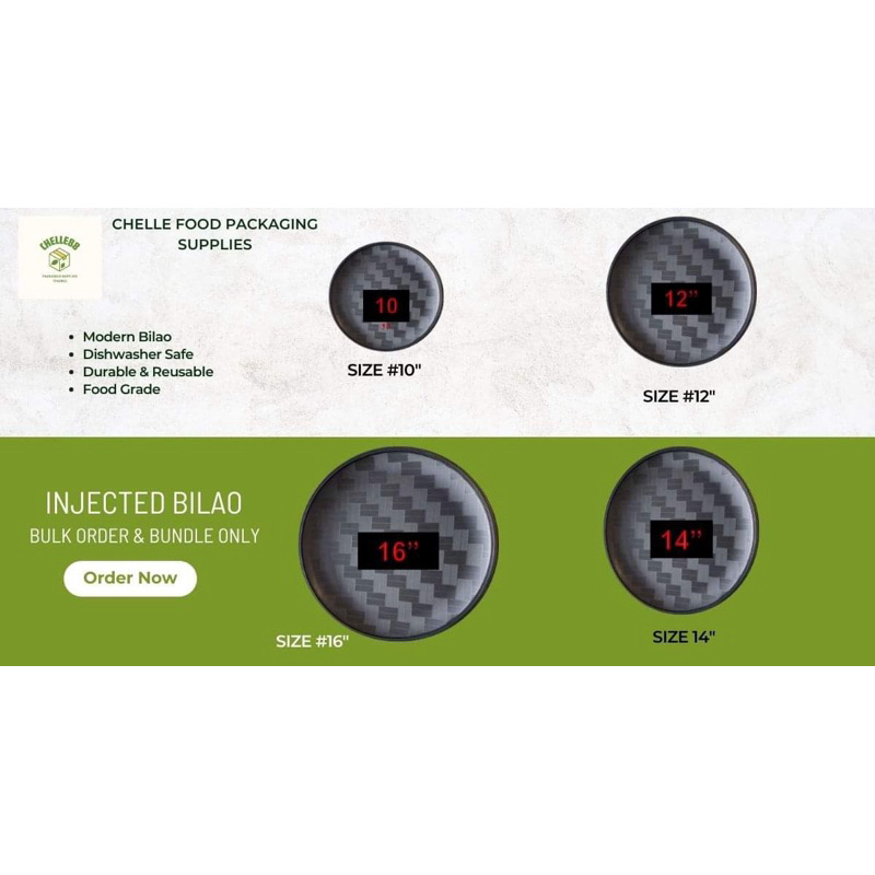 REUSABLE INJECTED MODERN BLACK BILAO 10 12 14 16 by 5s | Shopee Philippines