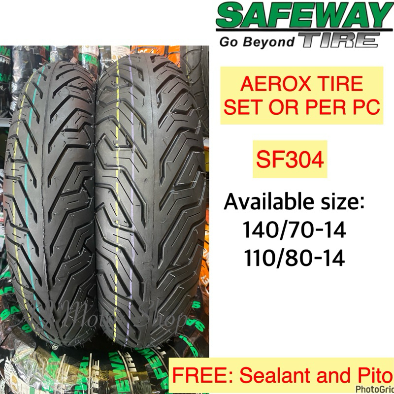 Safeway Tubeless Tire for Aerox v1 v2 (SET/PARES) SF304/Size 14 with ...