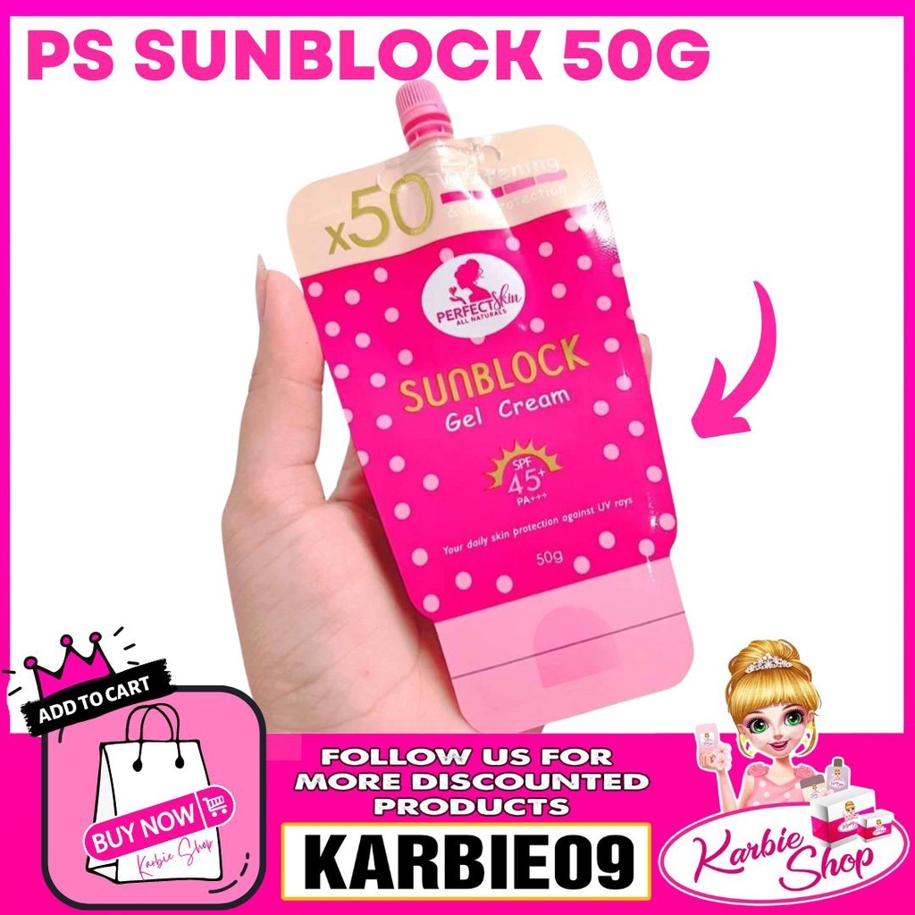 Orig PERFECT SKIN SUNBLOCK GEL CREAM SACHET 50G SPF 45 new packaging ...