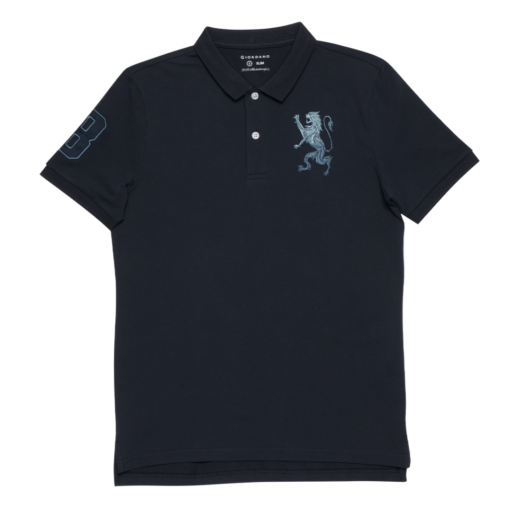 GIORDANO Men's 3D Lion Polo (01014222) - 09 - Signature Navy | Shopee Philippines