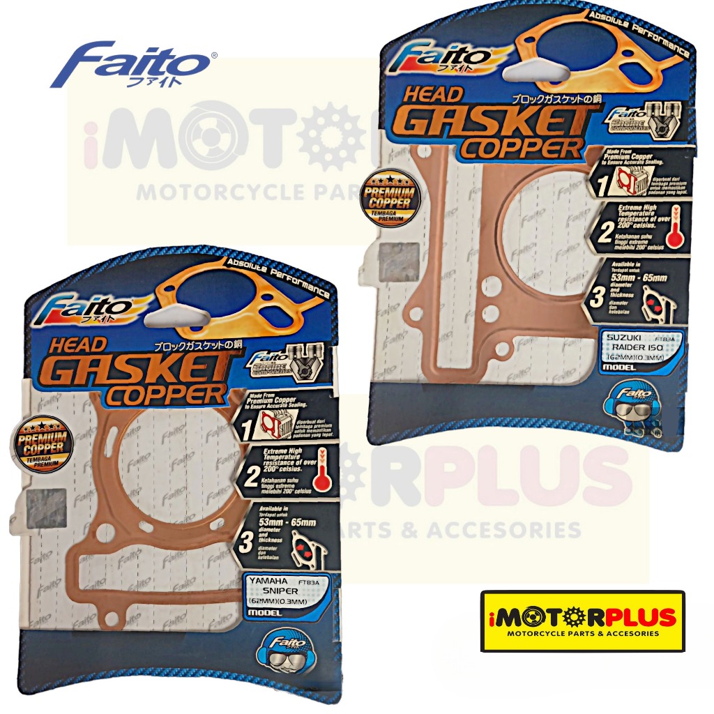 FAITO RACING HEAD GASKET (COPPER) (0.3MM) 62MM RAIDER150/SNIPER 150 ...