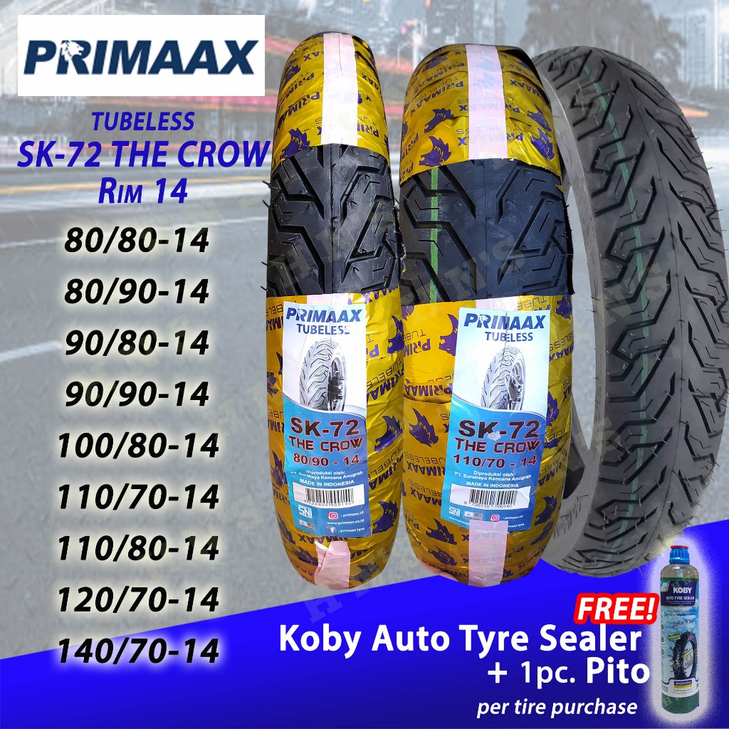 PRIMAAX Tubeless Tires SK-72 RIM14 ( 80/80-14 , 80/90-14 , 90/80-14 ...
