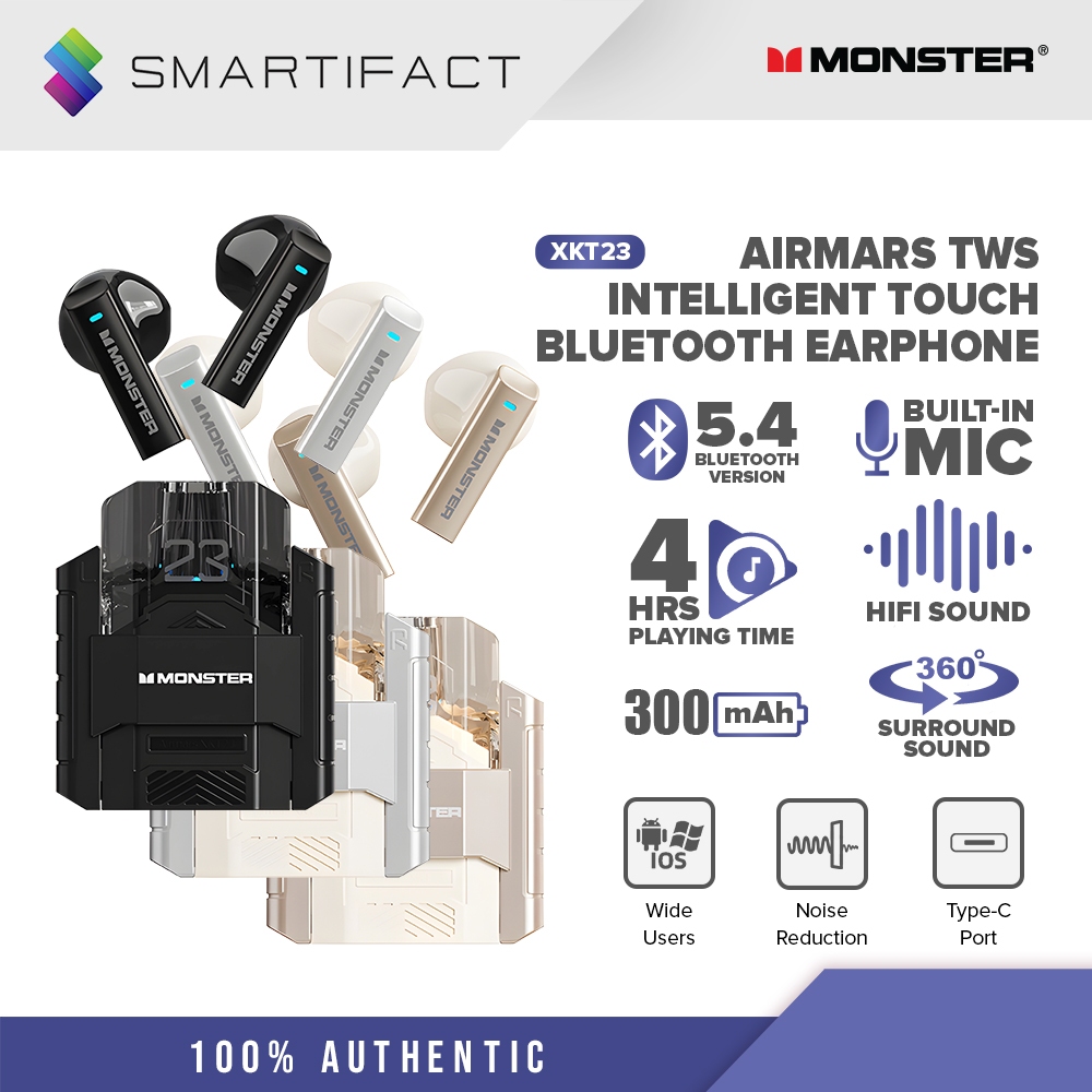 Monster XKT23 100% Original Gaming Earphone True Wireless Bluetooth 5.3 ...