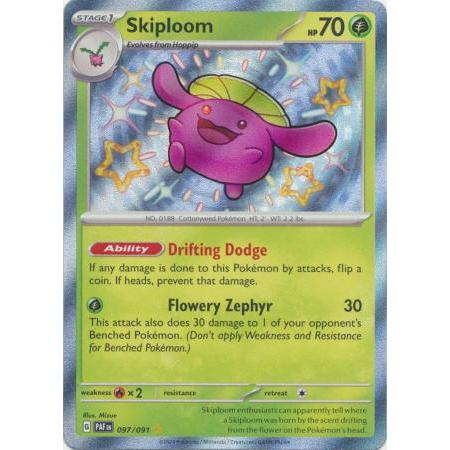 Pokemon TCG Shiny Skiploom Holo Rare 097/091 2024 Scarlet & Violet ...