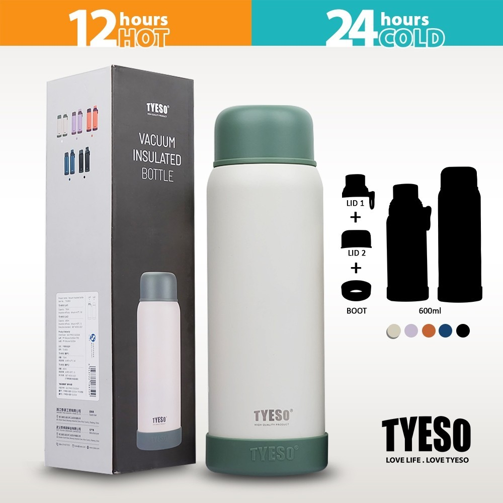 Tyeso Tumbler with 2 Lid Boot Vacuum Insulated Stainless Steel Thermos ...