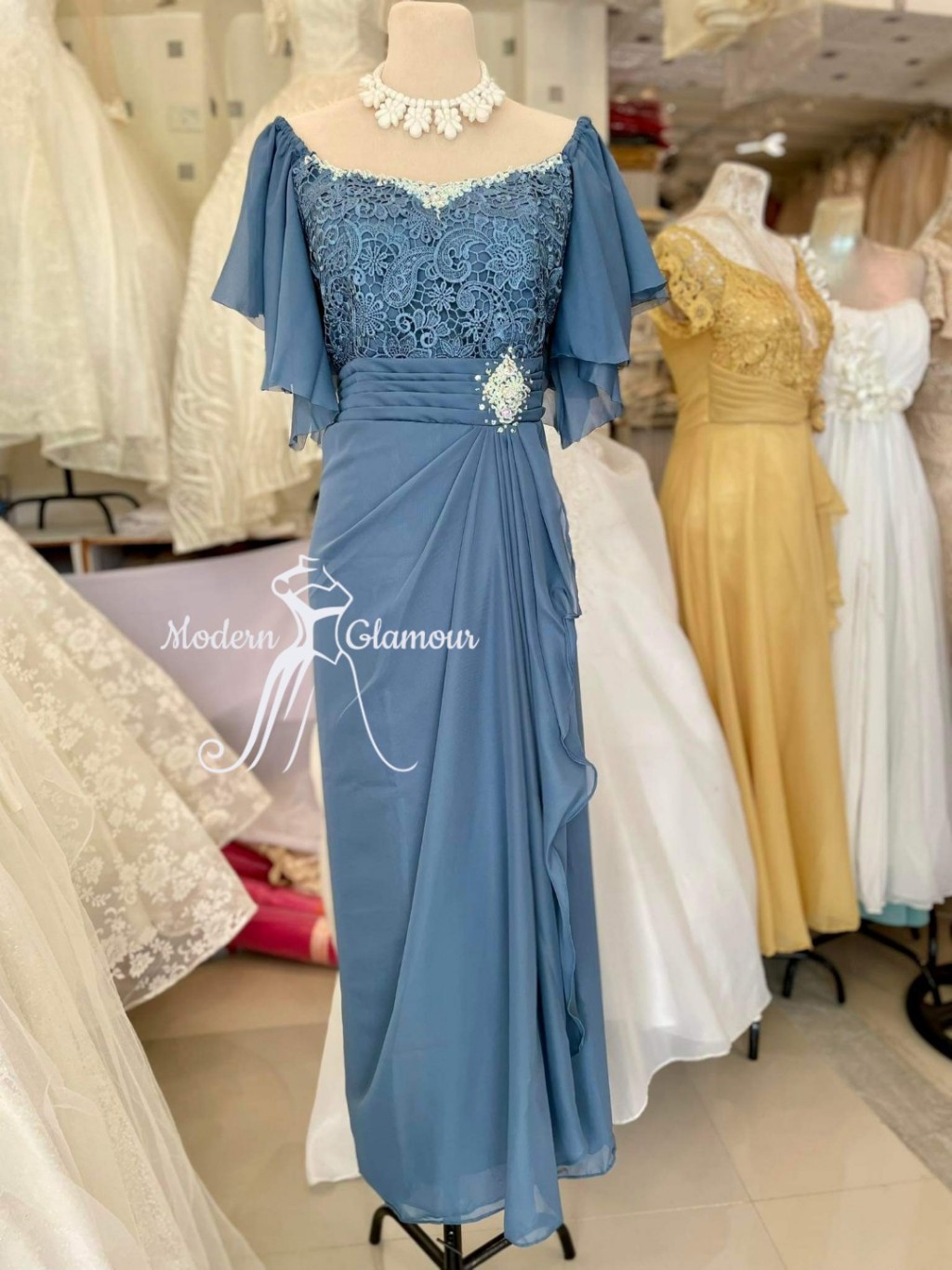 DUSTY BLUE COLOR GOWN FOR WOMEN LADIES MOTHER NINANG PRINCIPAL SPONSOR ...