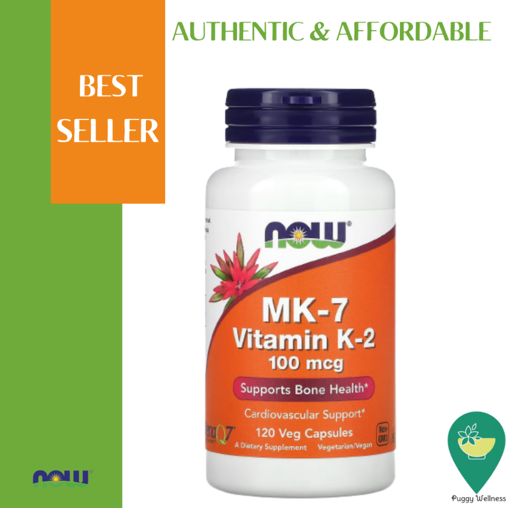 NOW Foods, MK-7 Vitamin K-2, 100 mcg, 120 Veg Capsules Expiry: 08/2026 ...