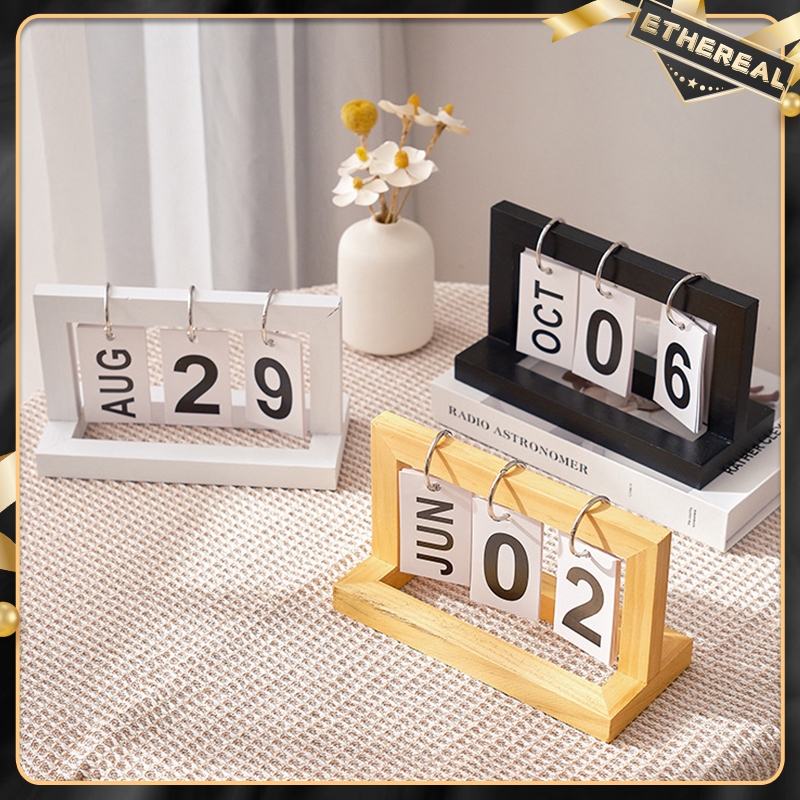 Nordic Simple Flip calendar Ins Calendar Wooden Desk Calendar Ornaments ...