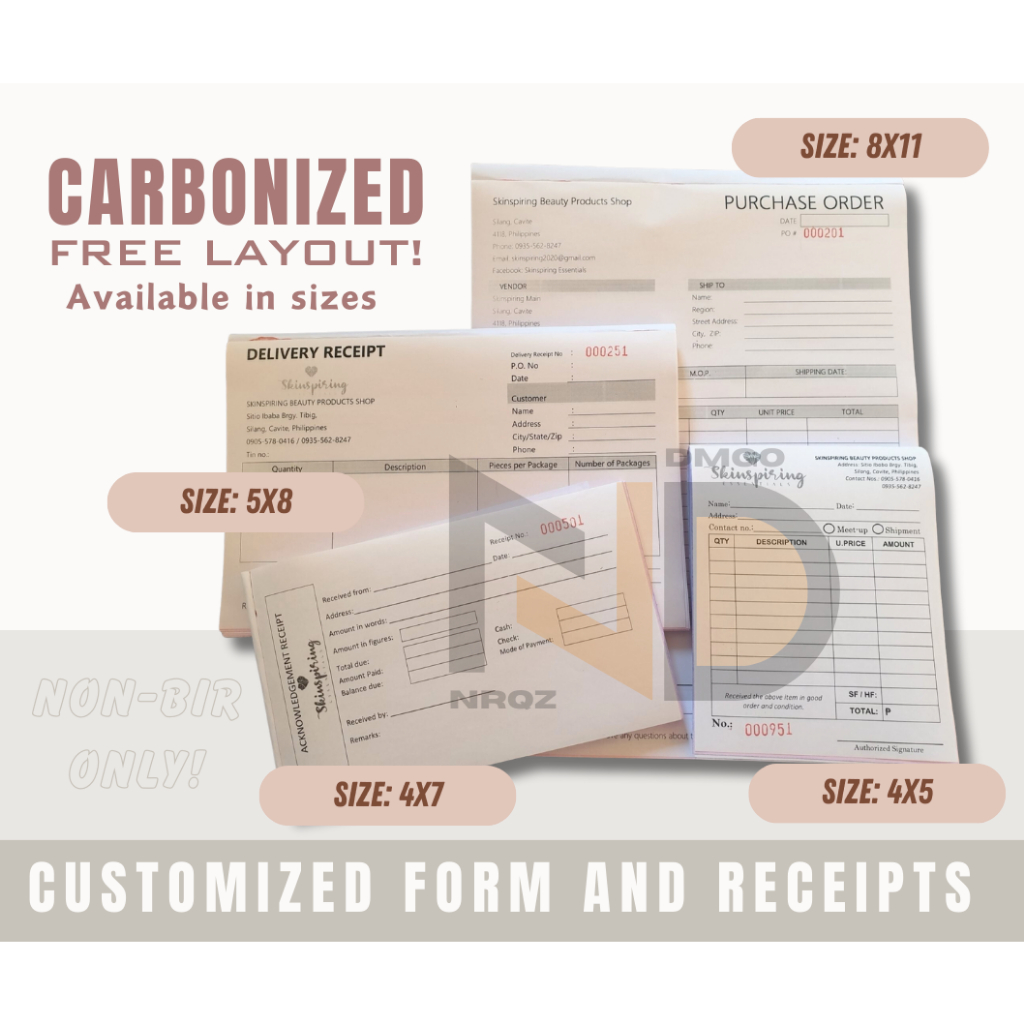 CUSTOMIZED FORMS and RECEIPTS -- Carbonized | Shopee Philippines