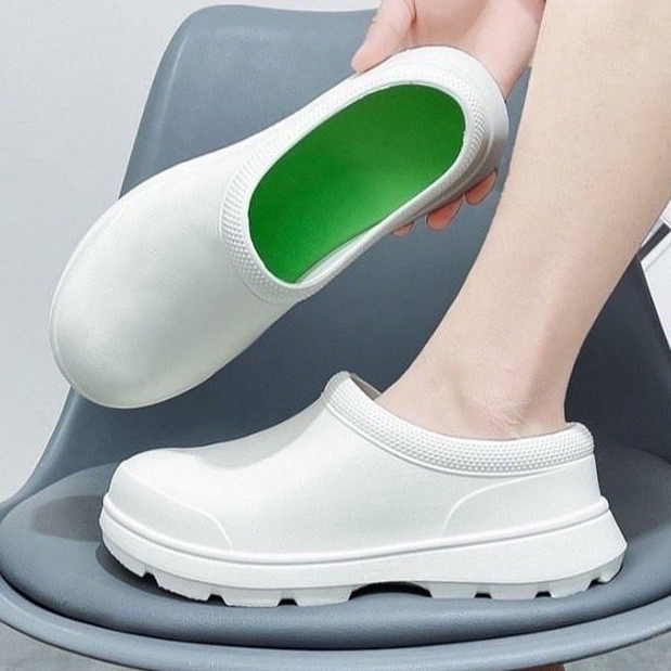 Slip On White Rubber Leisure Shoes For Women Unisex Non-Slip Waterproof ...