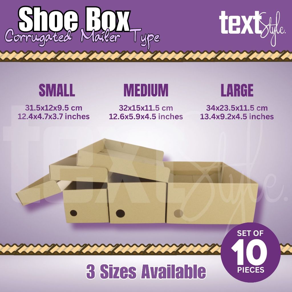 Textstyle (Set of 10 Piece) Shoe Box Corrugated Mailer Type Gift Box ...