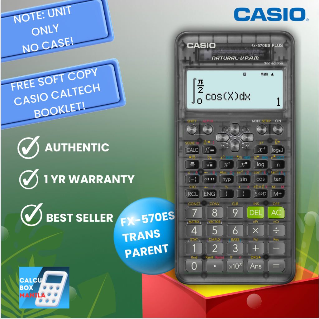 CASIO FX570ES PLUS TRANSPARENT SCIENTIFIC CALCULATOR NO CASE UNIT ONLY ...