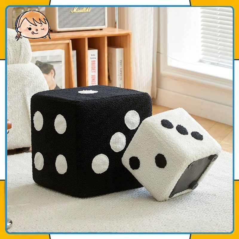 Lamb's Wool Dice Stool Children's Creative Low Stool Solid Wood Shoe ...