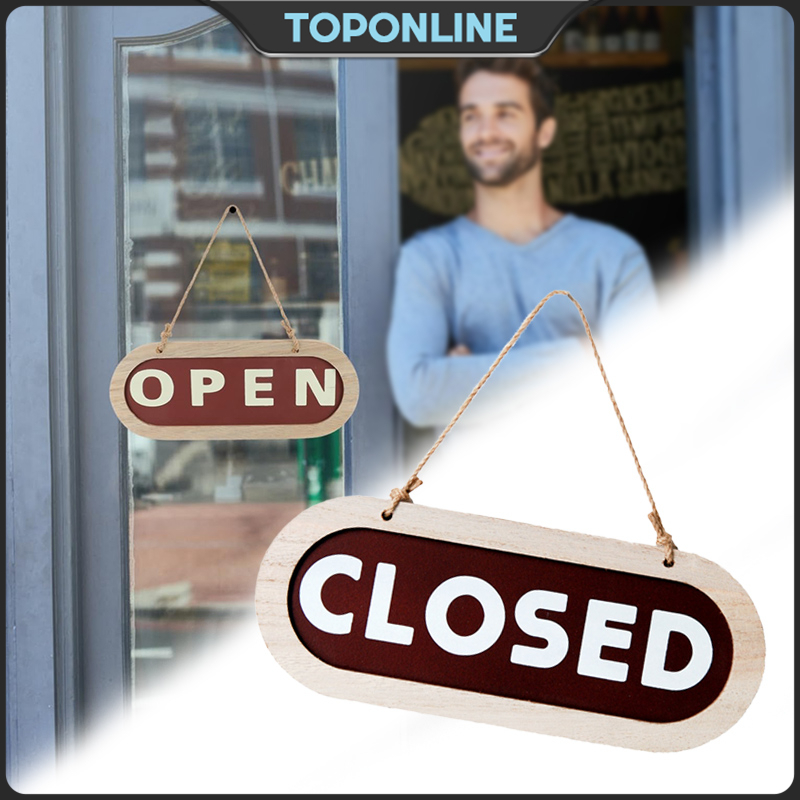 Double-sided Wooden Open/Closed Sign Business Open Closed Hanging Sign ...