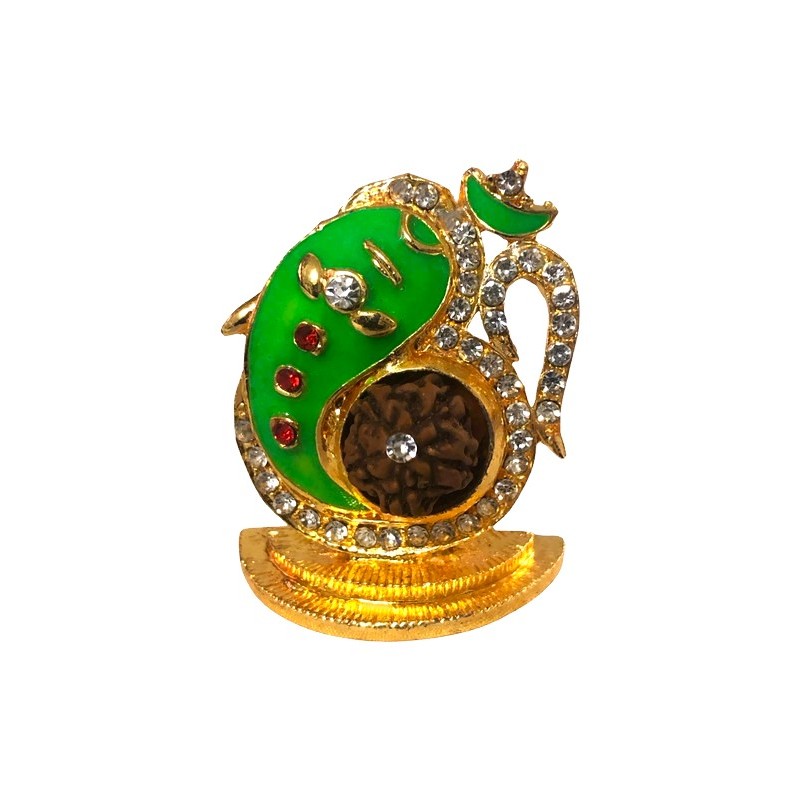 TNT Om Ganesh Rudraksh - Green - Hindu Idol For Prosperity - Gold/Metal ...