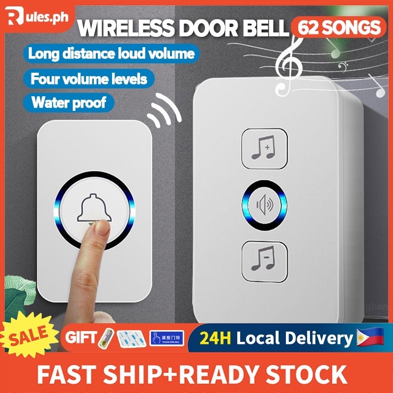 Wireless Doorbell Smart Home Door Bell Waterproof With 62 Ringtones ...